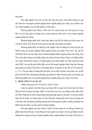 Luận án: Tổ chức kế toán quản trị chi phí, giá thành sản phẩm trong DN thuộc ngành giống cây ...