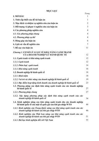 Luận án: Khả năng cạnh tranh của các DN lữ hành Quốc tế Việt Nam sau khi Việt Nam gia nhập WTO | PDF