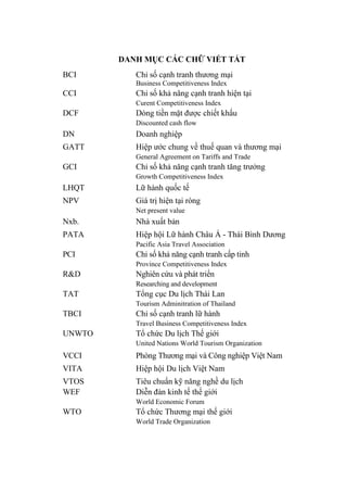 Luận án: Khả năng cạnh tranh của các DN lữ hành Quốc tế Việt Nam sau khi Việt Nam gia nhập WTO | PDF