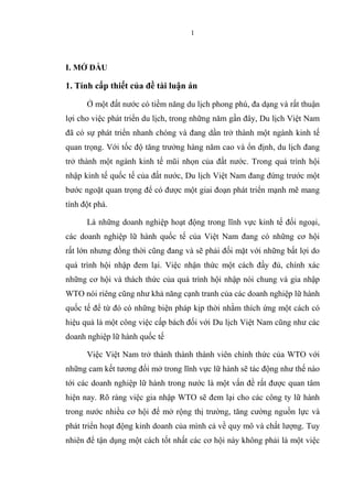 Luận án: Khả năng cạnh tranh của các DN lữ hành Quốc tế Việt Nam sau khi Việt Nam gia nhập WTO | PDF