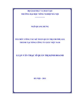 Luận văn: Tổ chức công tác kế toán quản trị chi phí, giá thành tại Tổng công ty Giấy Việt Nam | PDF