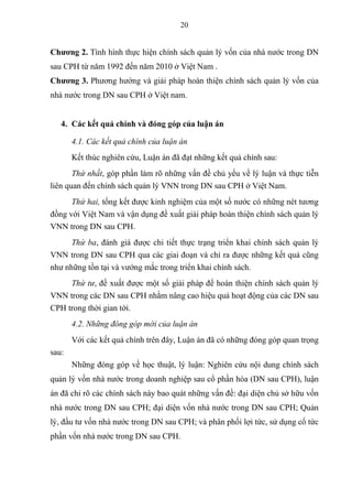 Luận án: Hoàn thiện chính sách quản lý vốn của Nhà nước trong doanh nghiệp sau cổ phần hóa | PDF