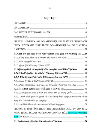 Luận án: Hoàn thiện chính sách quản lý vốn của Nhà nước trong doanh nghiệp sau cổ phần hóa | PDF