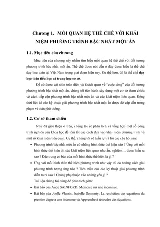 Luận văn: Tiếp cận khái niệm phương trình và phép biến đổi phương trình ...