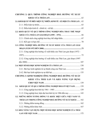 Luận án: Công nghiệp hóa hướng về xuất khẩu của Thái Lan, kinh nghiệm và khả năng vận dụng đối ...
