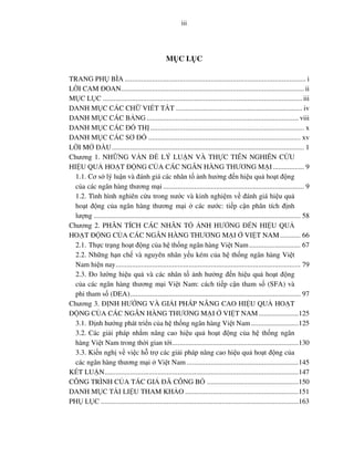 Luận án: Phân tích các nhân tố ảnh hưởng đến hiệu quả hoạt động của các ngân hàng thương mại ở ...