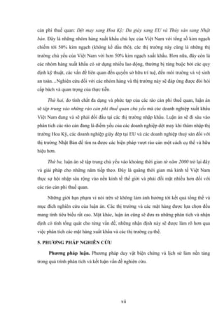 Luận án: Các biện pháp vượt rào cản phi thuế quan trọng thương mại quốc tế nhằm đẩy mạnh xuất ...