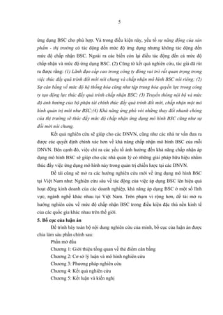 Luận án: Các yếu tố ảnh hưởng đến mức độ chấp nhận mô hình thẻ điểm cân bằng trong quản trị ...