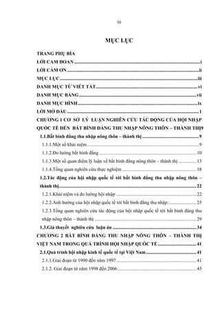 Luận án: Tác động của hội nhập quốc tế tới bất bình đẳng thu nhập nông thôn – thành thị tại Việt ...