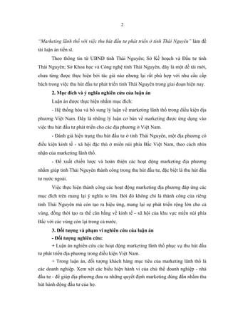 Luận án: Marketing lãnh thổ với việc thu hút đầu tư phát triển ở tỉnh Thái Nguyên | PDF