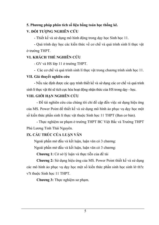 Luận văn: Thiết kế và sử dụng mô hình động dạy học sinh lý học thực vật (Sinh học 11) bằng phần ...