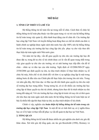 Luận án: Hoàn thiện hệ thống thông tin kế toán trong các trường ĐH Công lập VN | PDF