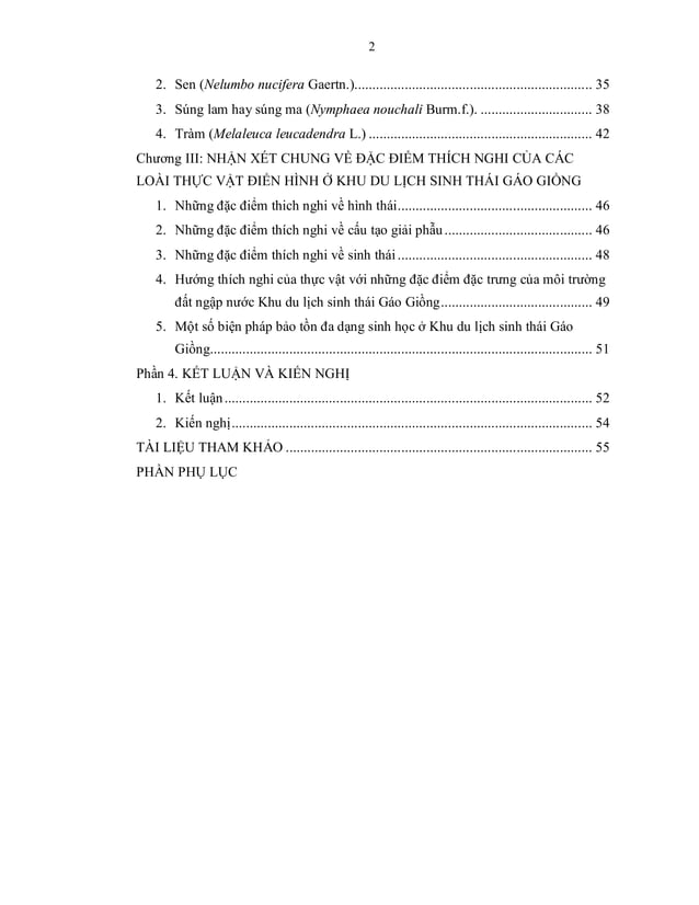 Đề tài: Nghiên cứu đặc điểm thích nghi hình thái, cấu tạo và sinh thái của một số loài thực vật ...