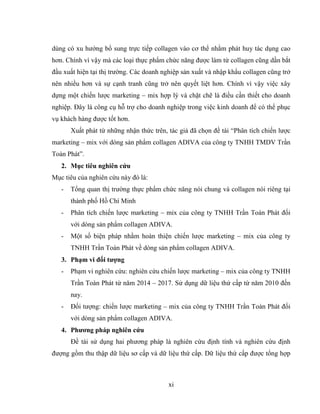 Đề tài: Phân tích chiến lược marketing – mix với dòng sản phẩm collagen ADIVA của công ty TNHH ...