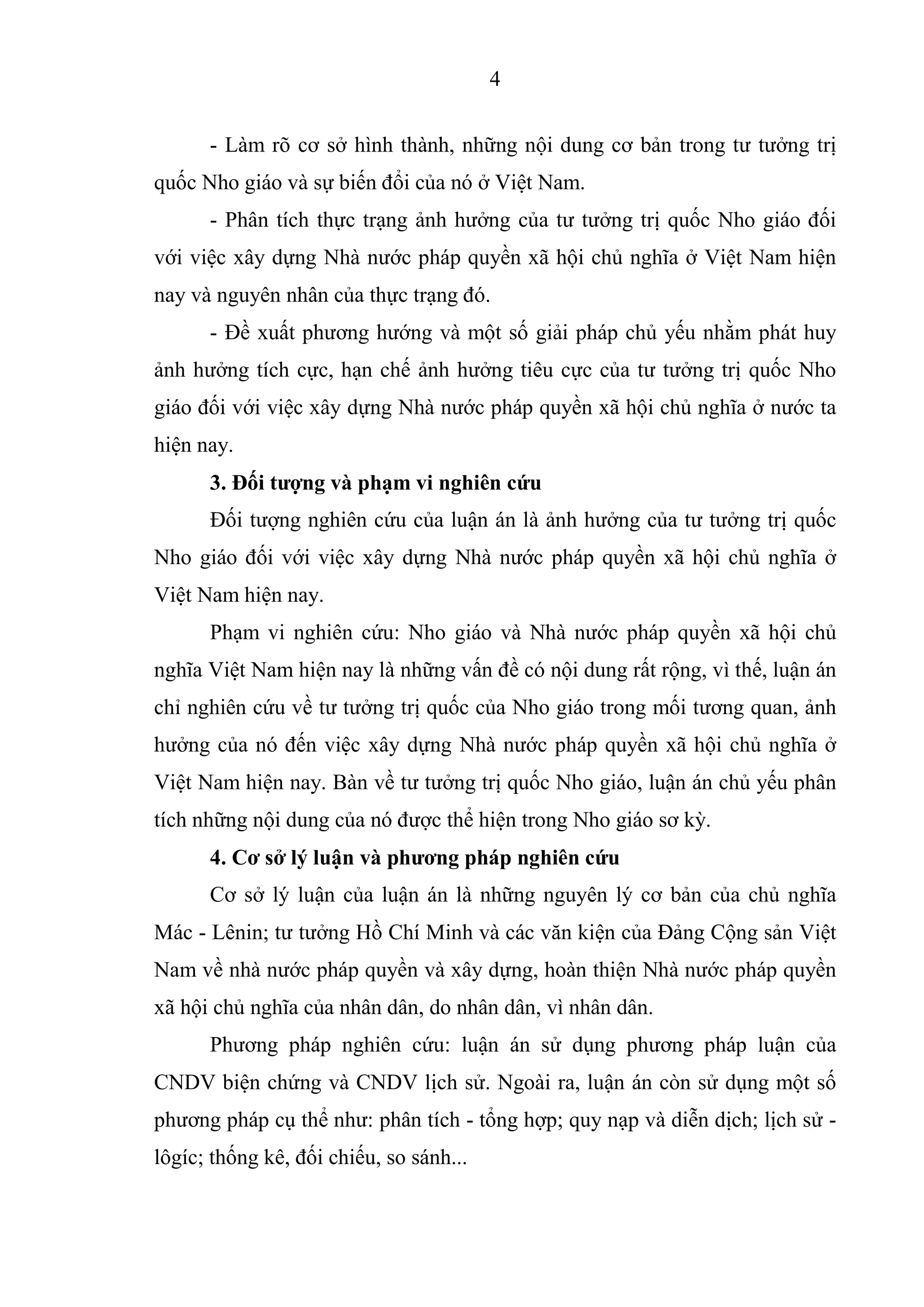 Luận án: Ảnh hưởng của tư tưởng trị quốc Nho giáo đối với việc xây dựng Nhà nước pháp quyền xã ...