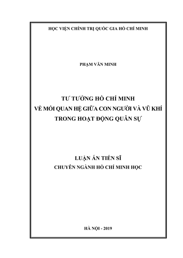 Luận án: Tư tưởng Hồ Chí Minh về mối quan hệ giữa con người và vũ khí trong hoạt động quân sự