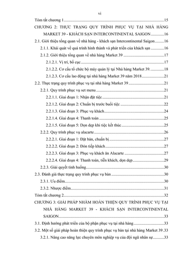 Đề tài: Một số giải pháp nhằm hoàn thiện quy trình phục vụ tại nhà hàng Market 39 - khách sạn ...
