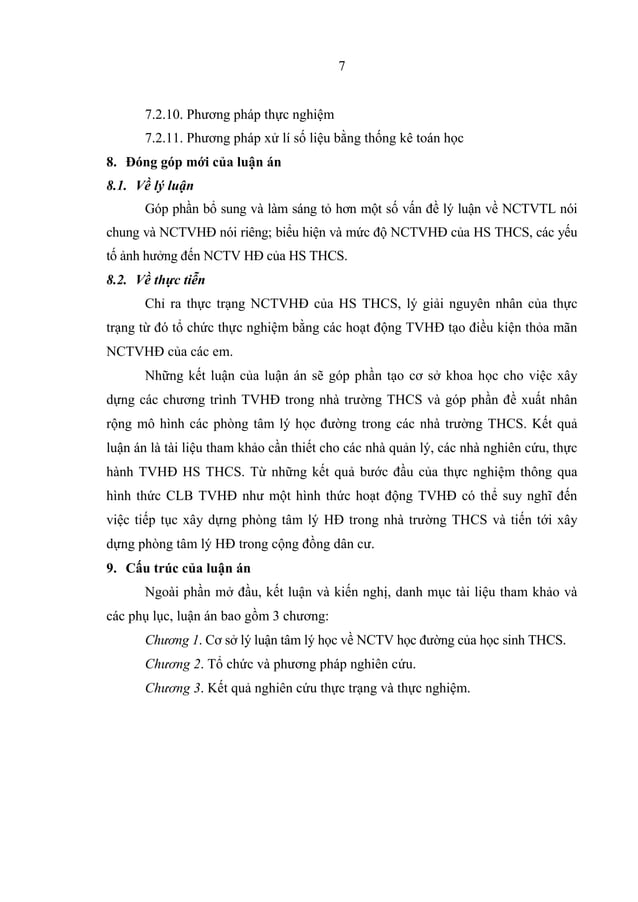 Luận án: Nhu cầu tham vấn tâm lý học đường của học sinh Trung học cơ sở | PDF