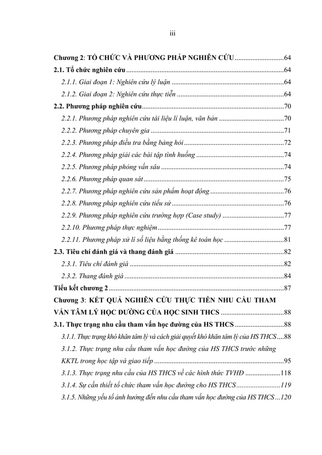Luận án: Nhu cầu tham vấn tâm lý học đường của học sinh Trung học cơ sở | PDF