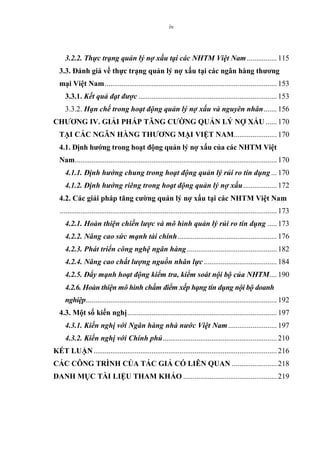 Luận án: Quản lý nợ xấu tại ngân hàng thương mại Việt Nam, HAY | PDF
