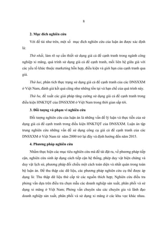 Luận án: Sử dụng công cụ giá cả để cạnh tranh trong điều kiện hội nhập kinh tế quốc tế của các ...