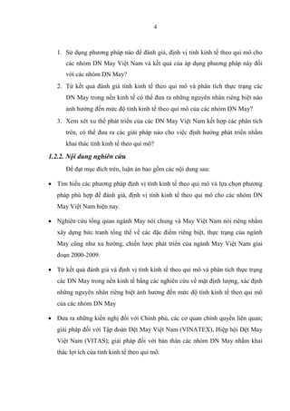 Luận án: Nghiên cứu tính kinh tế theo qui mô (Economies of scale) của các doanh nghiệp May Việt ...