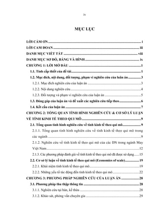 Luận án: Nghiên cứu tính kinh tế theo qui mô (Economies of scale) của các doanh nghiệp May Việt ...