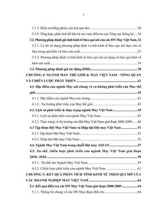 Luận án: Nghiên cứu tính kinh tế theo qui mô (Economies of scale) của các doanh nghiệp May Việt ...
