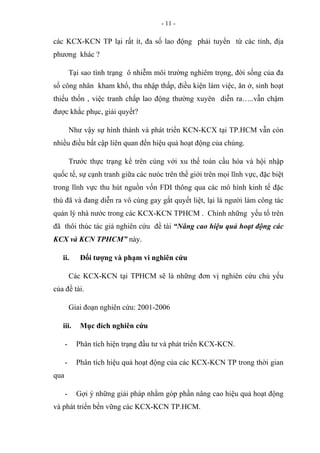 Luận văn: Nâng cao hiệu quả hoạt động các khu chế xuất và khu công nghiệp thành phố Hồ Chí Minh ...
