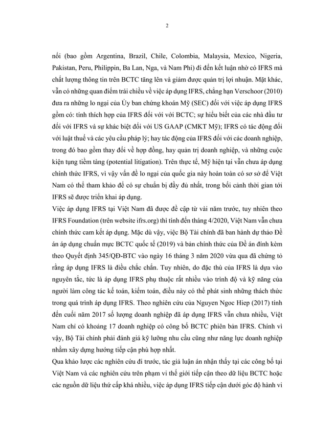 Luận án: Nghiên cứu các nhân tố ảnh hưởng đến việc áp dụng IFRS tại các doanh nghiệp Việt Nam | PDF