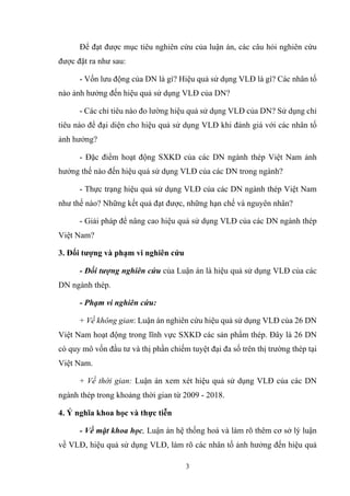 Luận án: Nâng cao hiệu quả sử dụng vốn lưu động của các doanh nghiệp ngành thép Việt Nam | PDF