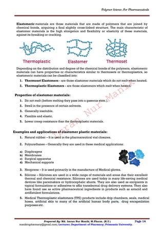 Polymer Science For Pharmaceuticals-MANIK | PDF