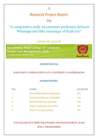 “A comparative study on consumer preference between Whatsapp and Hike ...