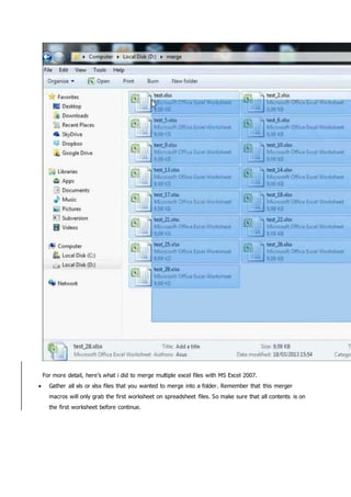Merge multiple excel files into a single spreadsheet | DOCX