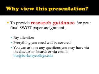 using Mergent for SWOT analyses | PPT