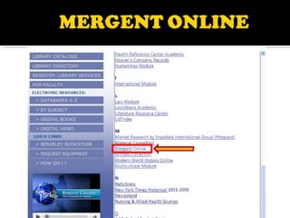 using Mergent for SWOT analyses | PPT