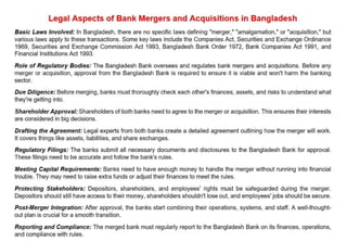 Merger & Acquisition and legal aspects in BD | PPT