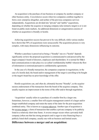 Merger and Acquisition. | DOCX