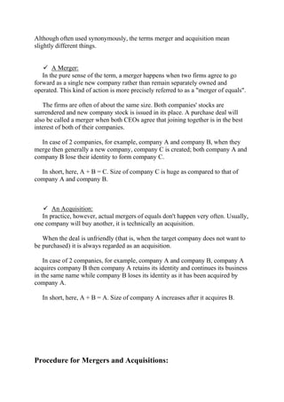 Merger and Acquisition. | DOCX