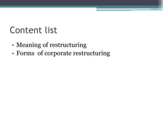 Merger and other form of corporate restructuring | PPTX | Mergers and ...