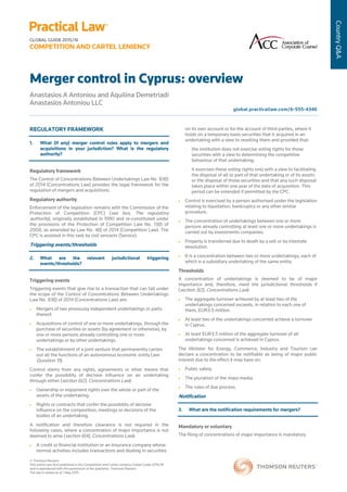 Merger Control in Cyprus: Overview | PDF