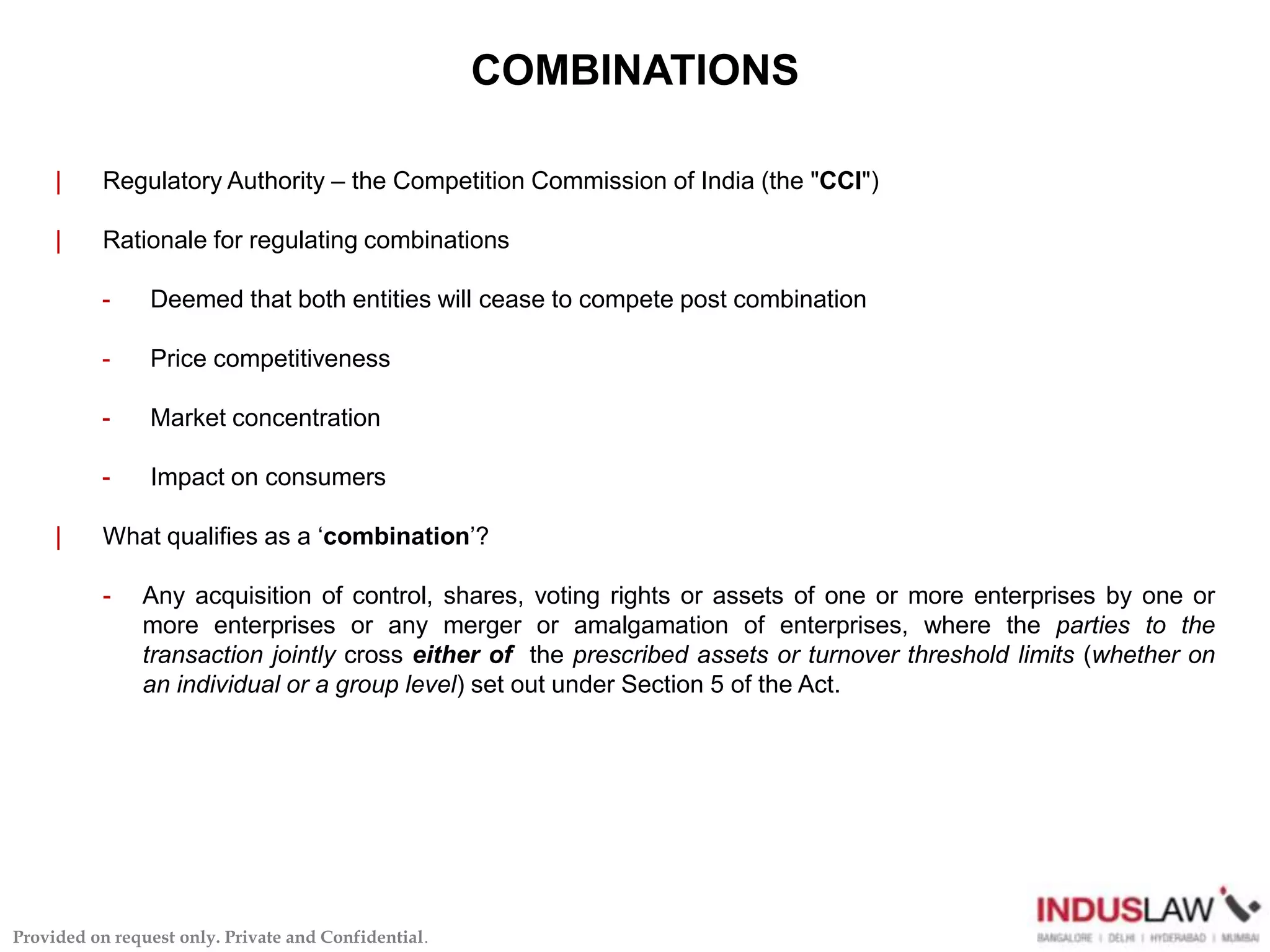 Merger Control Regime & M&A in India | PPTX
