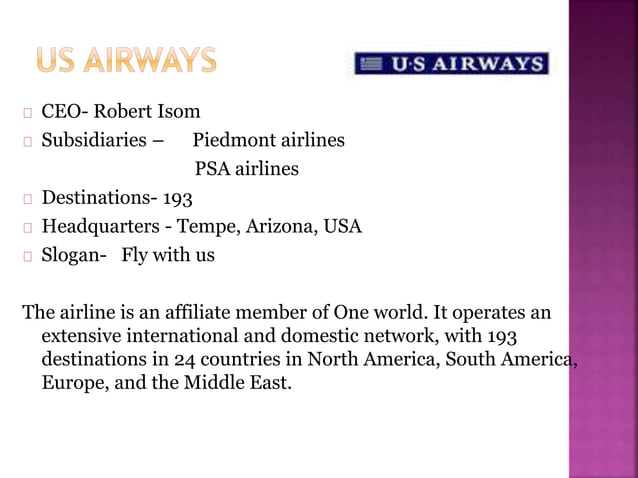 Merger of american airlines and us airways | PPTX | Mergers and ...