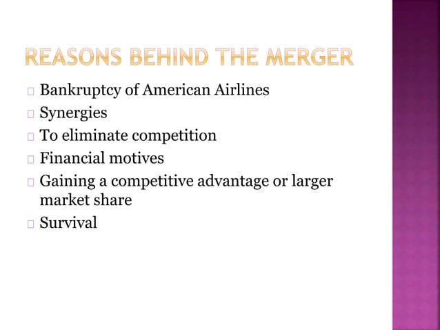 Merger of american airlines and us airways | PPTX | Mergers and ...