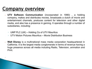 Merger of utv software india with ump plc (uk) & utv motion pictures ...
