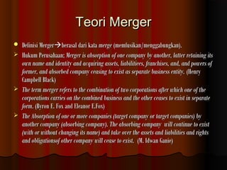 Merger (penggabungan perusahaan) | PPT