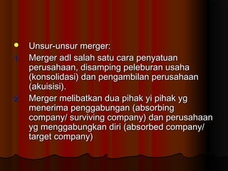 Merger (penggabungan perusahaan) | PPT