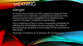Mergers, acquisitions and joint ventures | PPTX