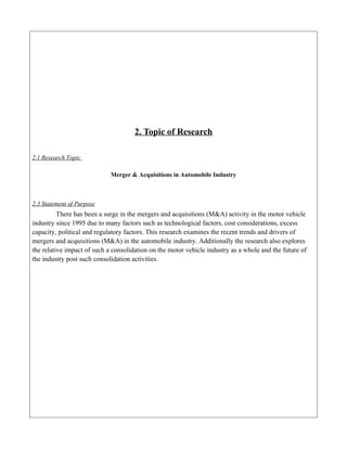 Mergers acquisitions automotive_industry | DOC