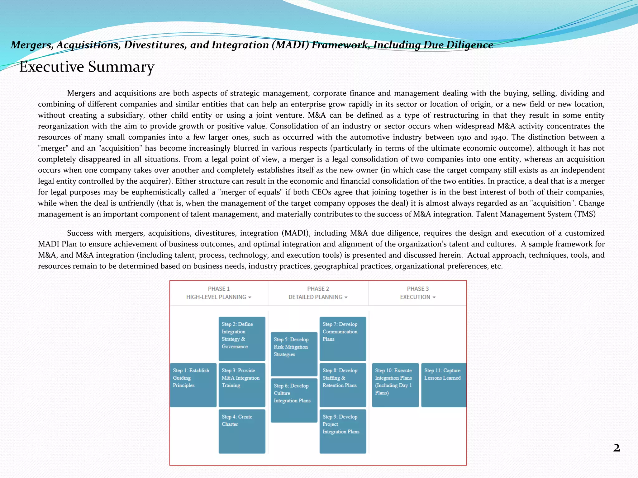 Mergers Acquisitions Divestitures Integration Framework (M&A) (MADI) | PPT
